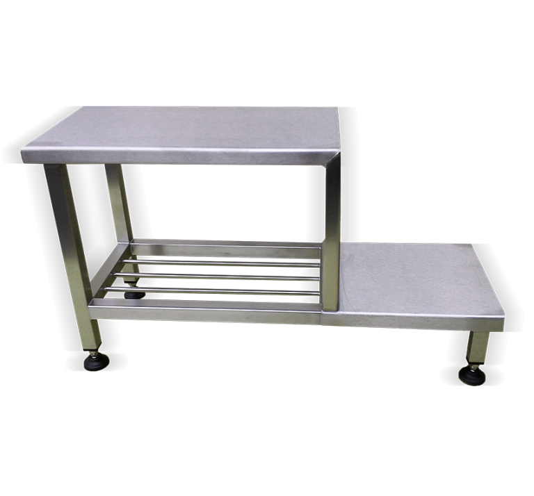 Split Level Step Over Bench - Clean Room Equipment Ltd